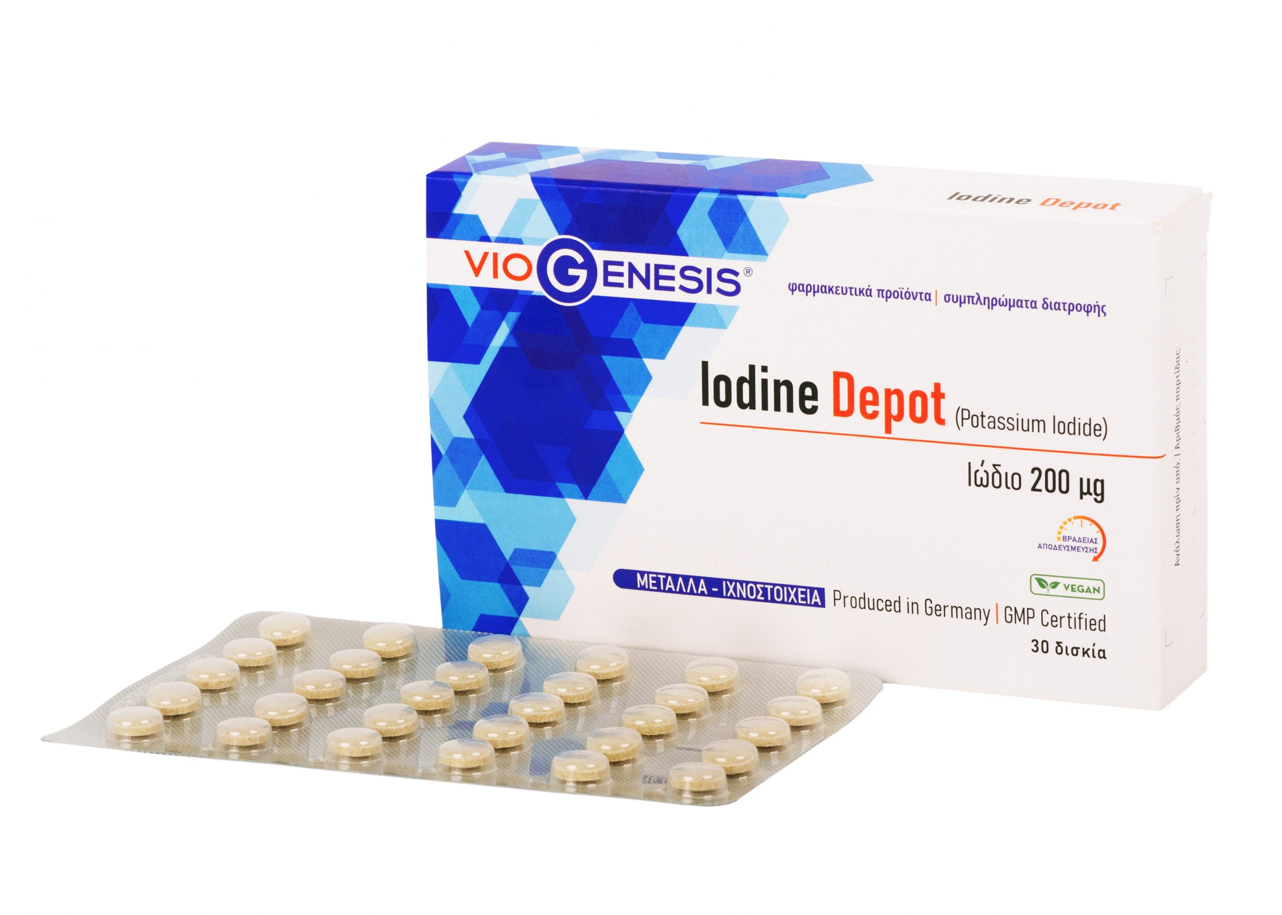 VioGenesis Iodine Depot 30 tabs box cells front - Viogenesis